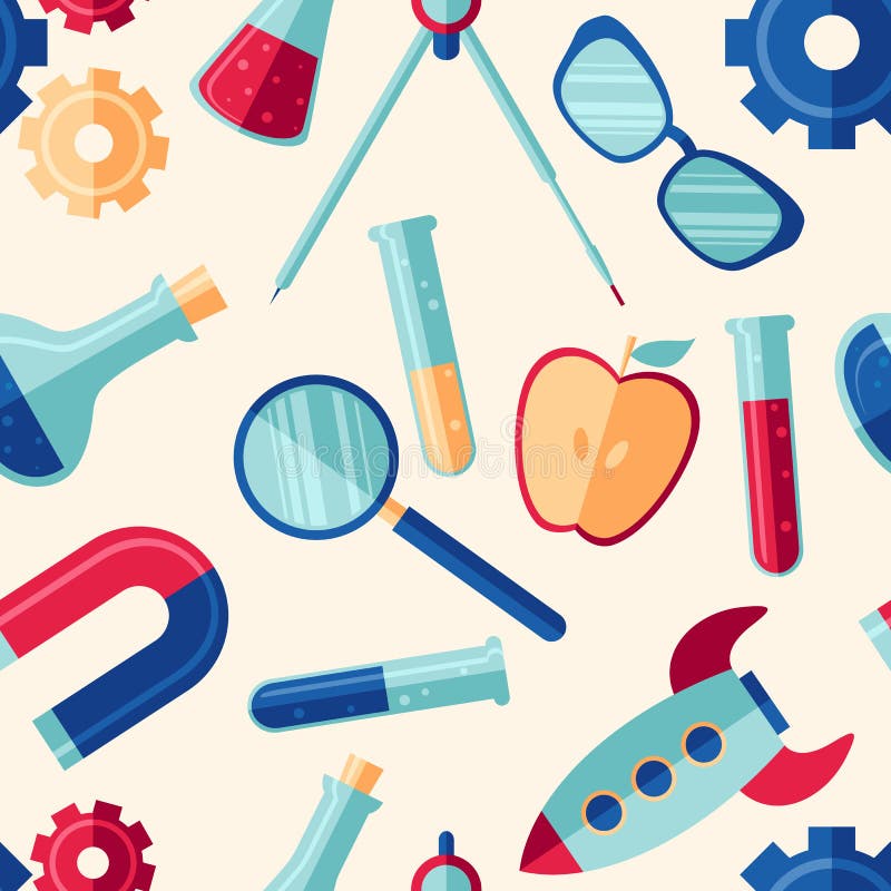 Seamless Pattern with Science Symbols Stock Vector - Illustration of ...