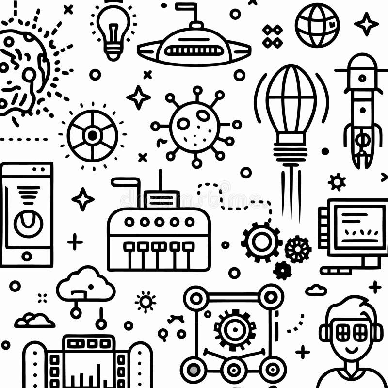 Seamless Pattern of Science, Technology, and Innovation Icons Stock ...