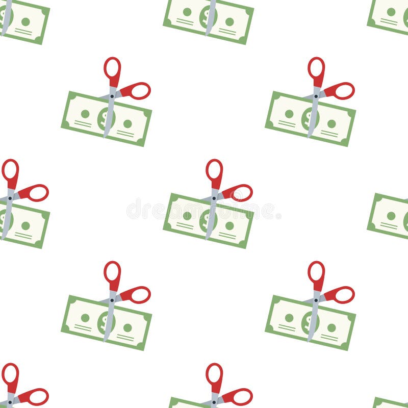 Scissors and Banknote Seamless Pattern Stock Vector - Illustration of ...