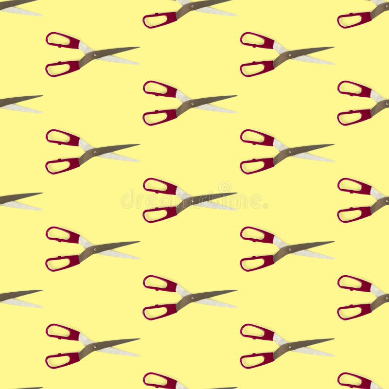 Seamless Pattern of Scissors Separated from the Yellow Flat Layer ...