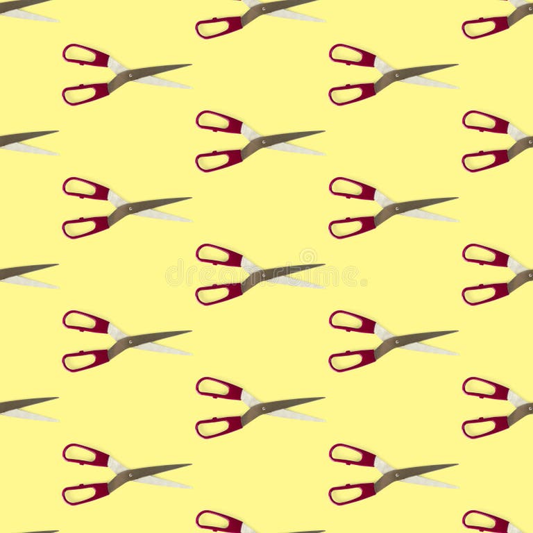 Seamless Pattern of Scissors Separated from the Yellow Flat Layer ...