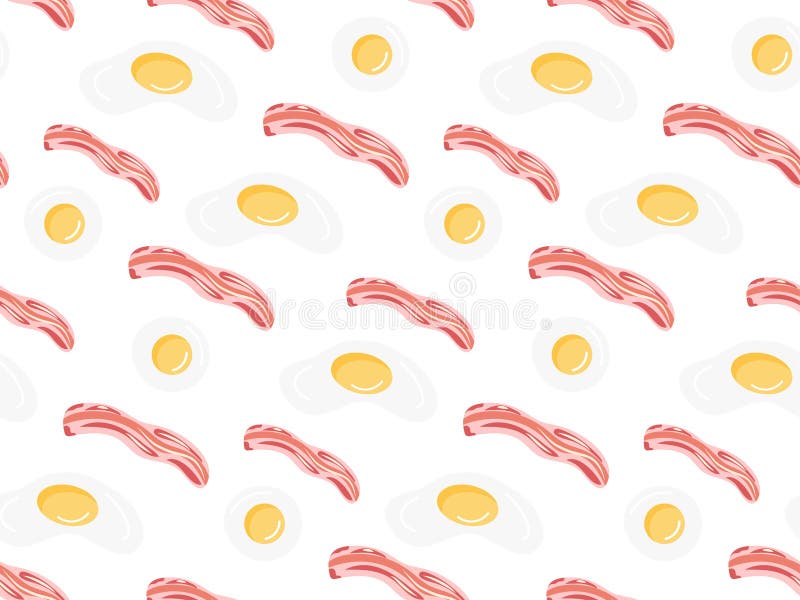 Seamless Pattern with Scrambled Eggs and Bacon, Vector Illustration for ...