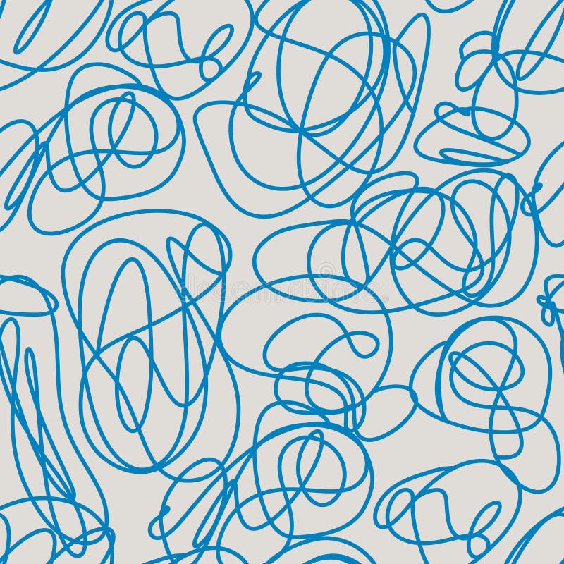 Seamless Pattern with Scribbles. Random Squiggles, Curved Lines Stock ...