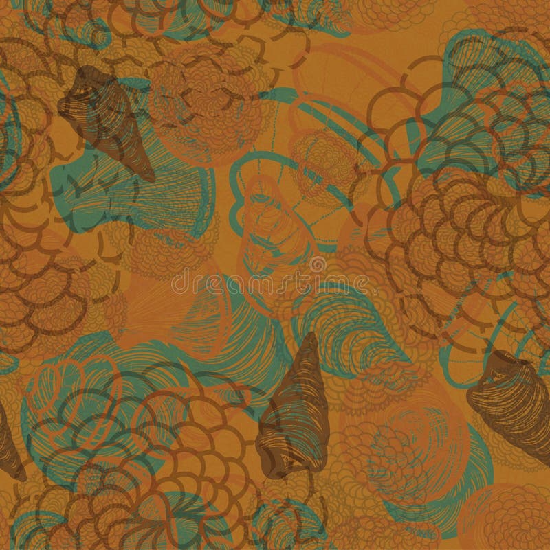 Seamless Pattern with Sea Motifs. Stock Vector - Illustration of ...