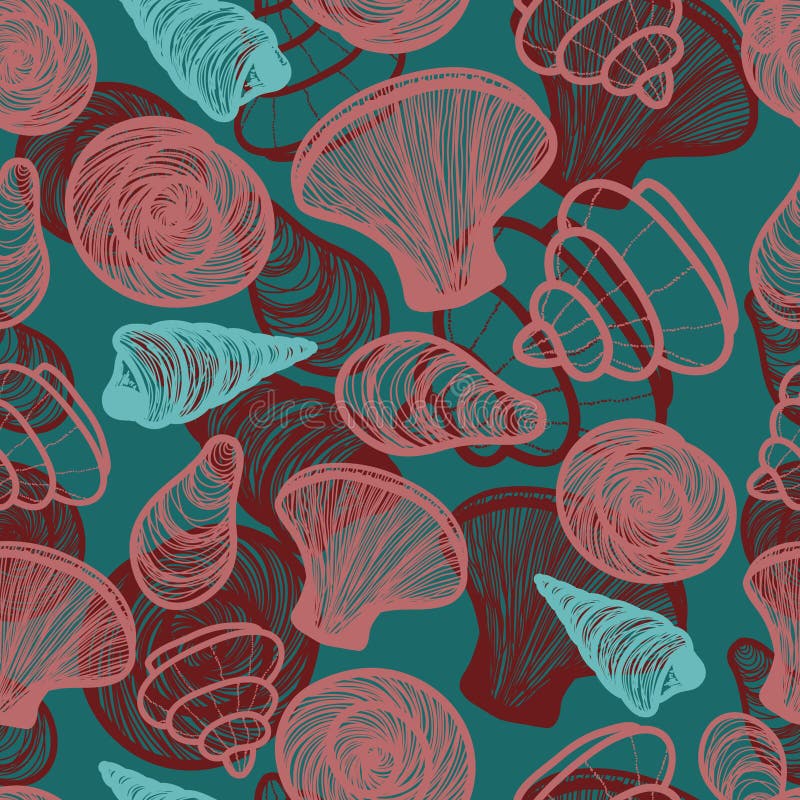 Seamless Pattern with Sea Motifs. Stock Vector - Illustration of ...