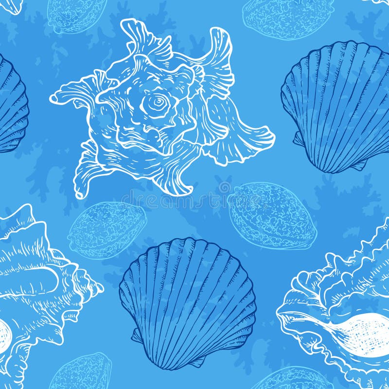Seamless Pattern with Sea Shells Stock Vector - Illustration of design ...