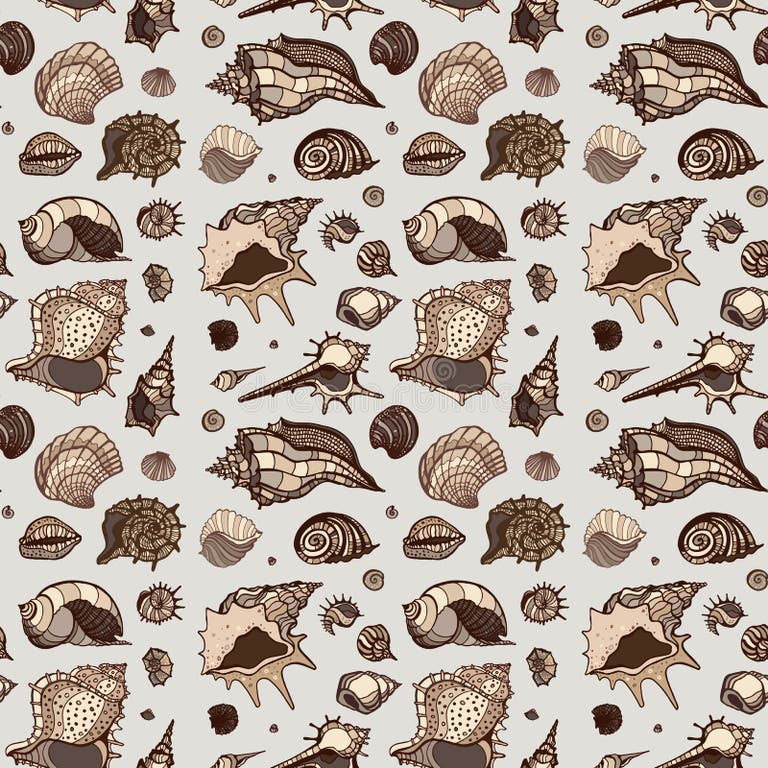 Seamless Pattern of Sea Shells Stock Vector - Illustration of life ...