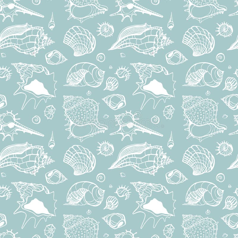 Seamless Pattern of Sea Shells Stock Vector - Illustration of life ...
