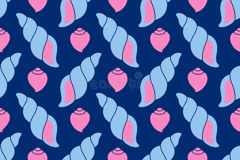 Seamless Pattern with Sea Shells Tropical Beach Shells. Summer Seamless ...
