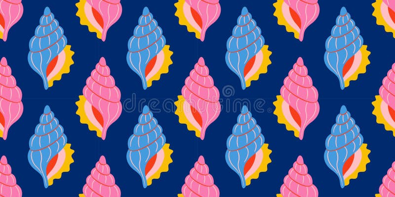 Seamless Pattern with Sea Shells Tropical Beach Shells. Summer Seamless ...