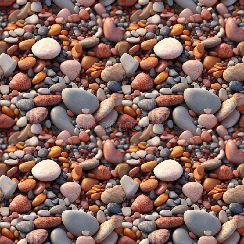 Seamless Pattern: Sea Stones. Naturally Polished and Rounded River ...
