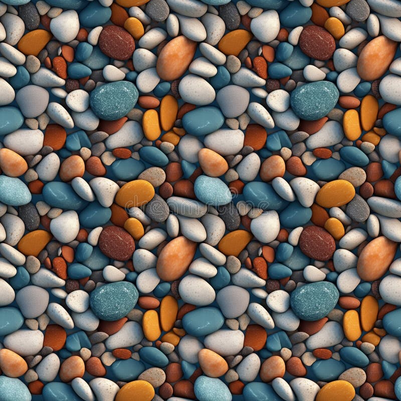 Seamless Pattern: Sea Stones. Naturally Polished and Rounded River ...