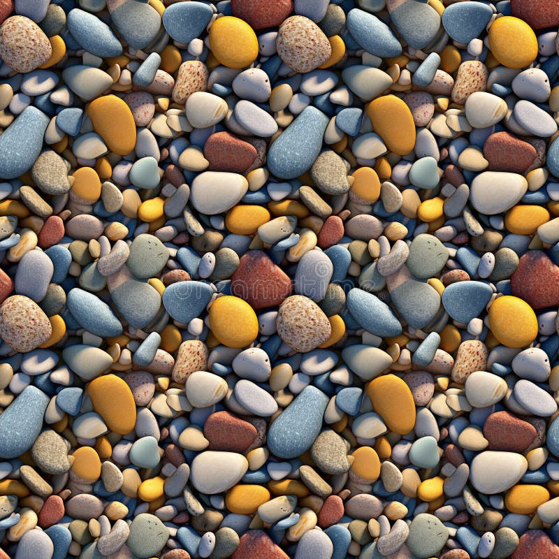 Seamless Pattern: Sea Stones. Naturally Polished and Rounded River ...