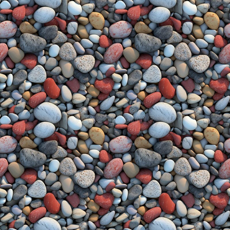 Seamless Pattern: Sea Stones. Naturally Polished and Rounded River ...