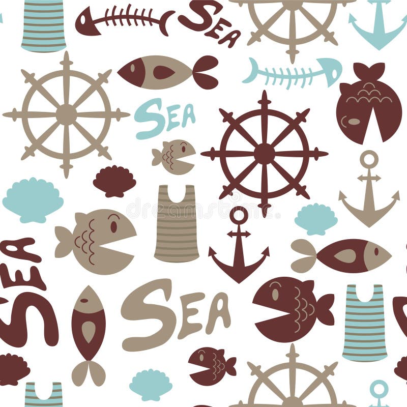 Seamless pattern sea theme stock vector. Illustration of ocean - 32818362