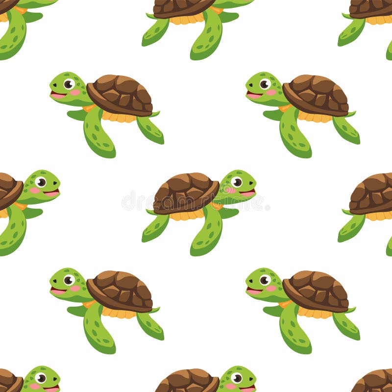 Seamless Pattern of Sea Turtle Stock Vector - Illustration of wildlife ...