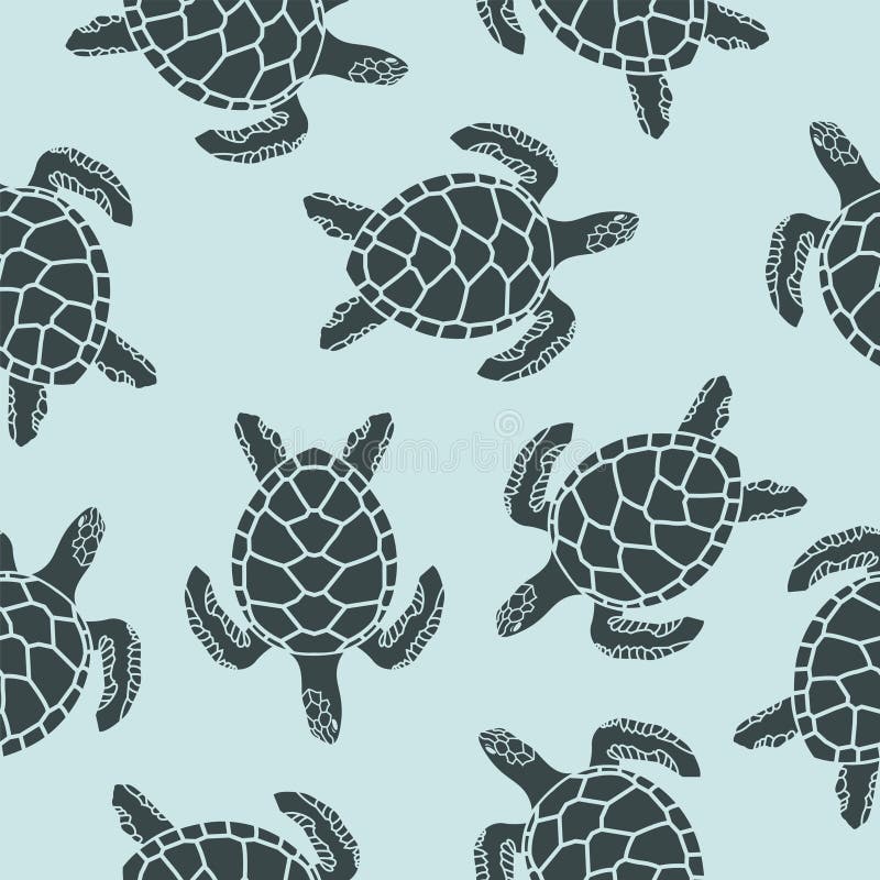 Seamless Pattern with Turtles Stock Vector - Illustration of symbol ...