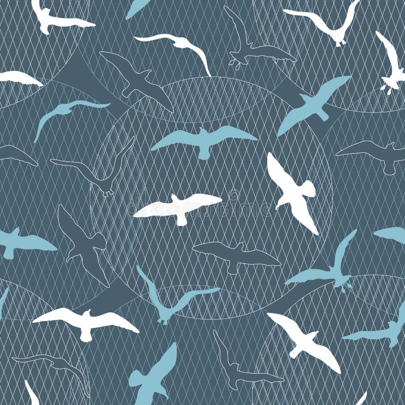 Seamless Texture with a Flock of Seagulls Flying Stock Vector ...