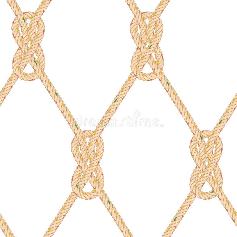 Marine Rope Fishnet with Knots Seamless Vector Background. Nautical ...