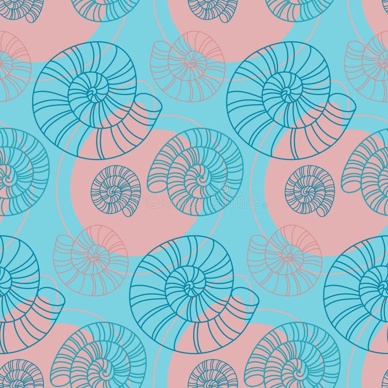 Seashell on the Blue Background Stock Vector - Illustration of wildlife ...