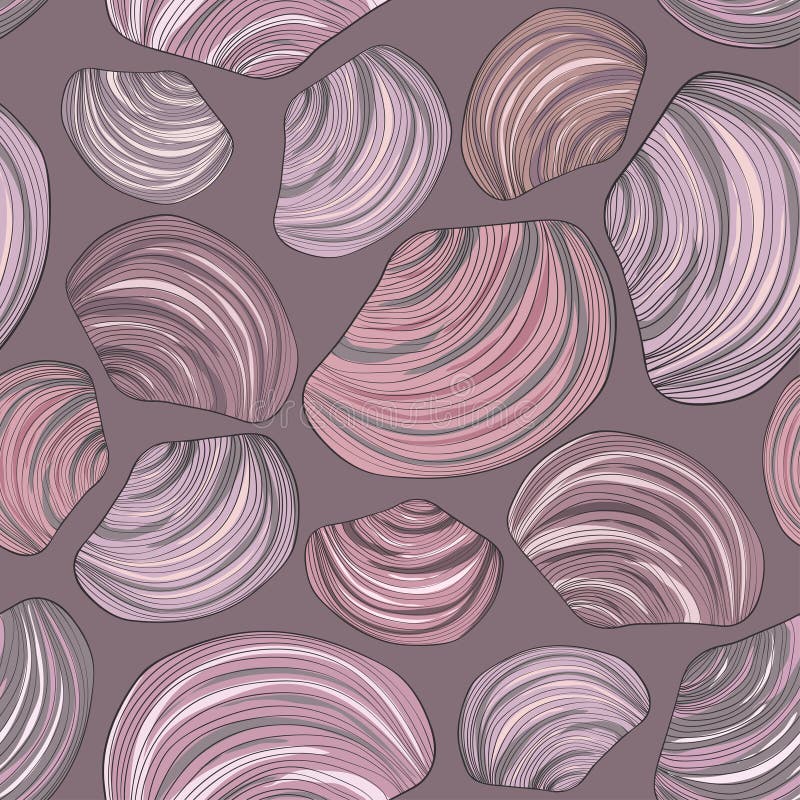 Seamless Pattern of Seashells Stock Vector - Illustration of pink ...