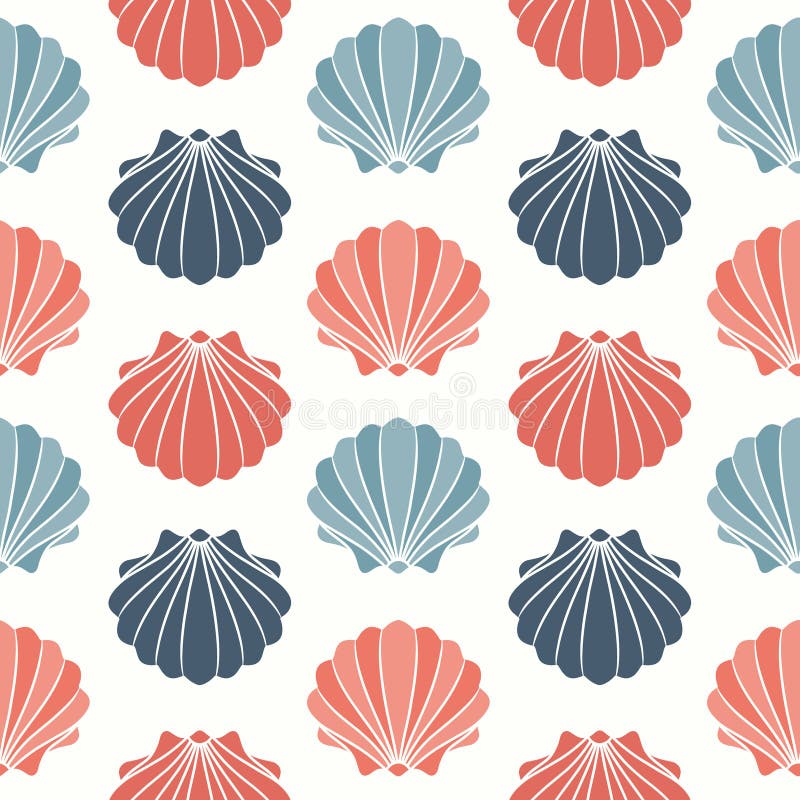 Seamless Pattern from Seashells. Seashells in Pastel Colors on a White ... Seamless Pattern from Seashells. Seashells in Pastel Colors on a White ...