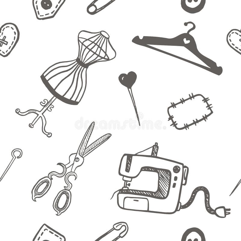 Seamless Pattern Set of Accessories for Sewing and Handmade with ...