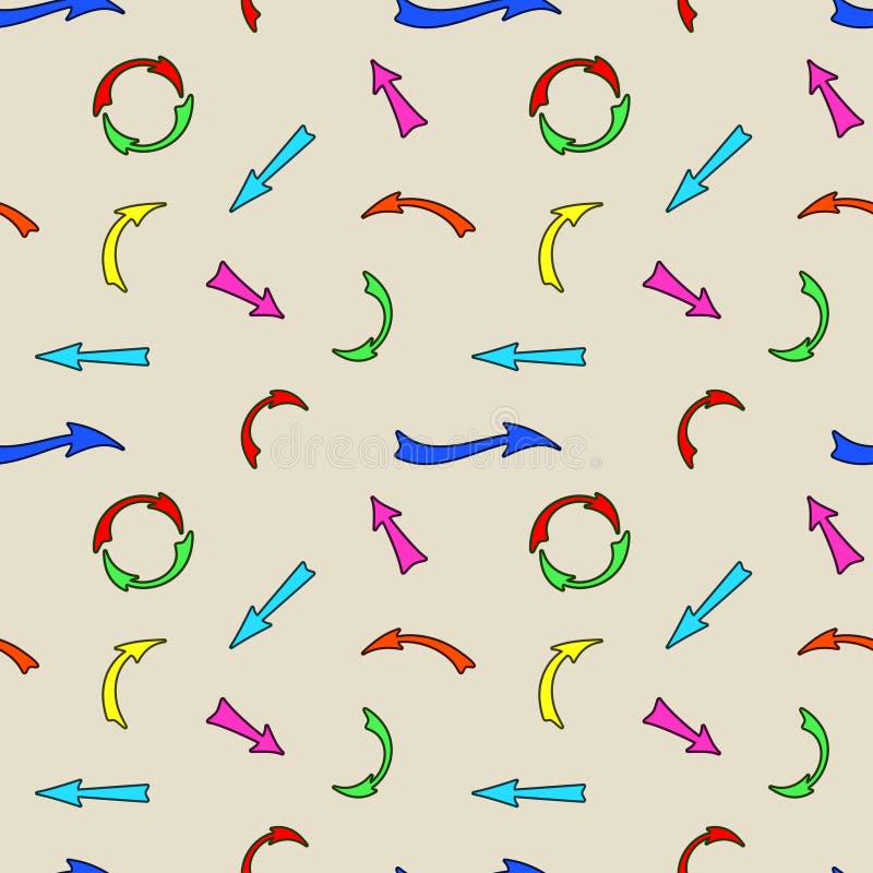 Seamless Pattern of a Set of Arrows. Stock Vector - Illustration of ...