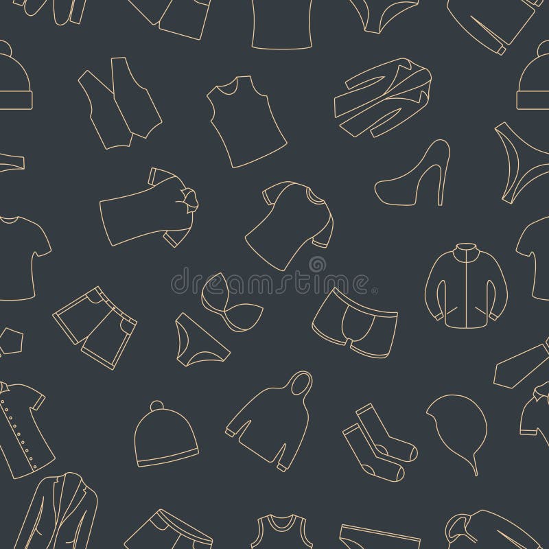 Seamless Pattern from a Set of Clothes Icons. Stock Vector ...