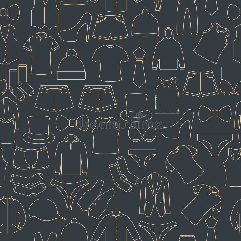 Seamless Pattern from a Set of Clothes Icons, Vector Illustration Stock ...