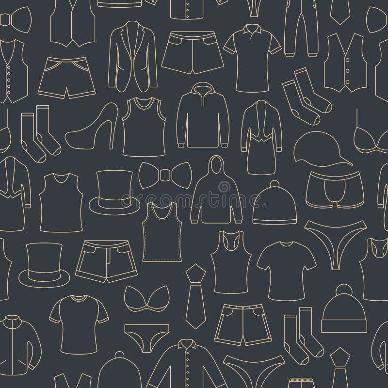 Seamless Pattern from a Set of Clothes Icons, Vector Illustration Stock ...
