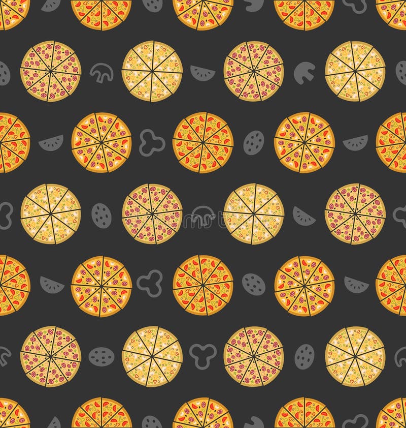 Pizza, Colorful Seamless Background Stock Vector - Illustration of ...