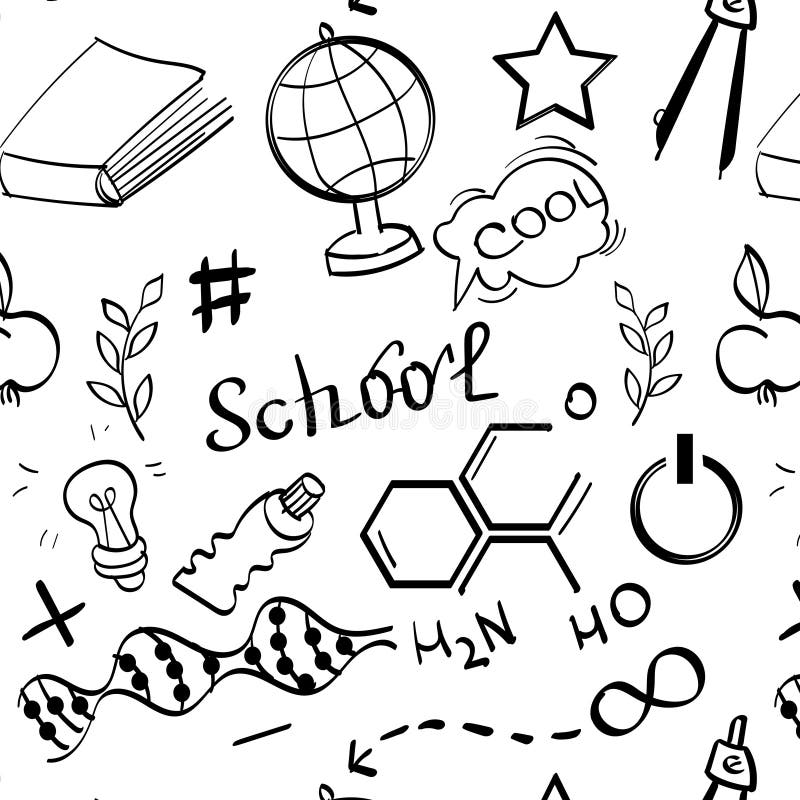 Seamless Pattern with Set of Different School Things Stock Illustration ...
