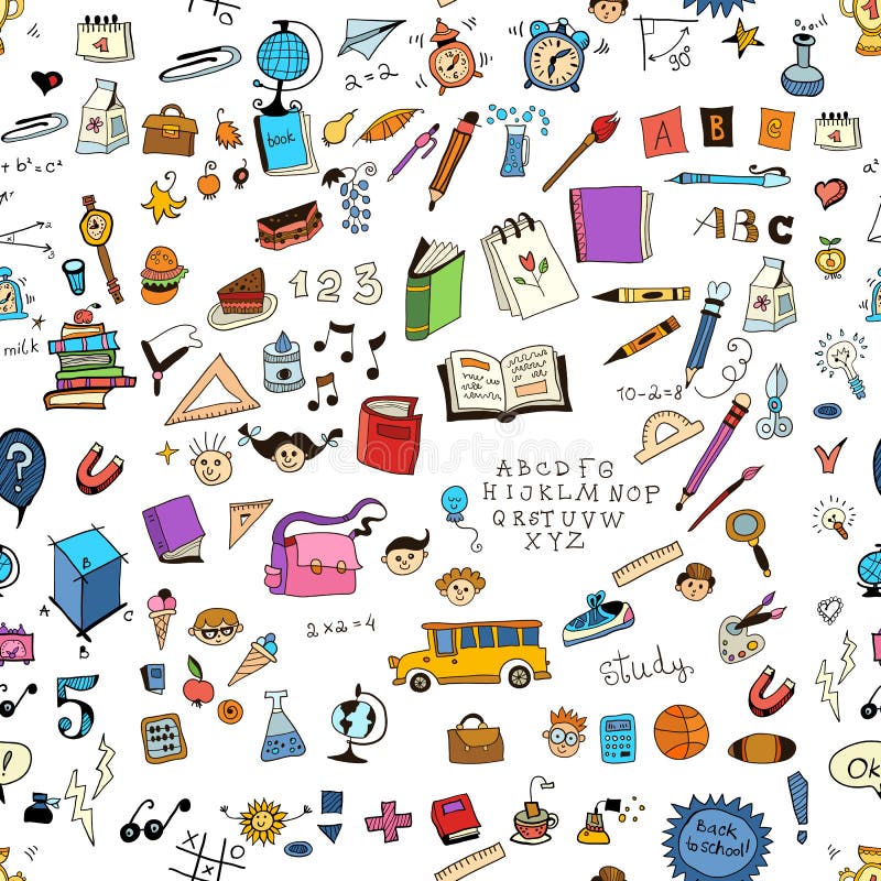 School Pattern Set Different School Things Stock Illustrations – 115 ...