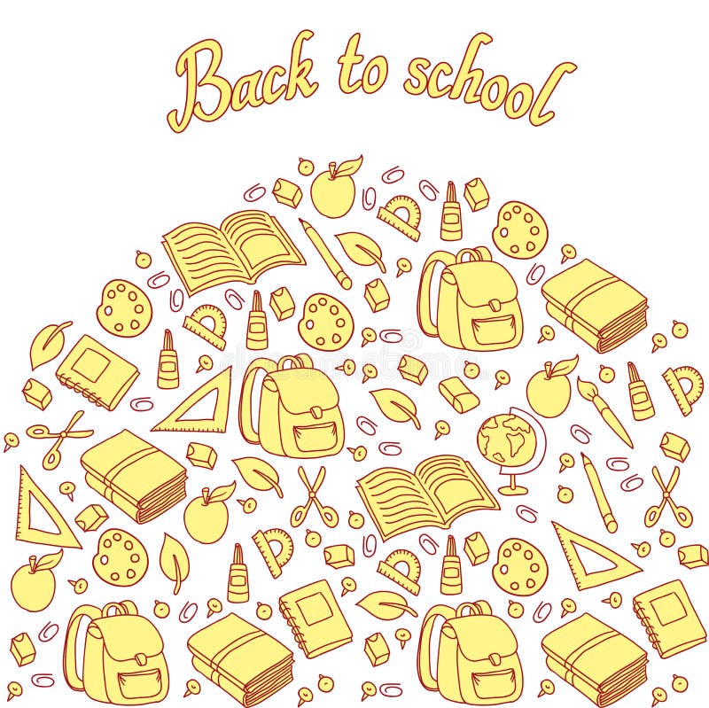 Seamless Pattern with Set of Different School Things Stock Vector ...