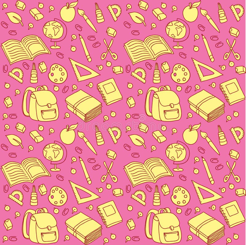 Seamless Pattern with Set of Different School Things Stock Vector ...