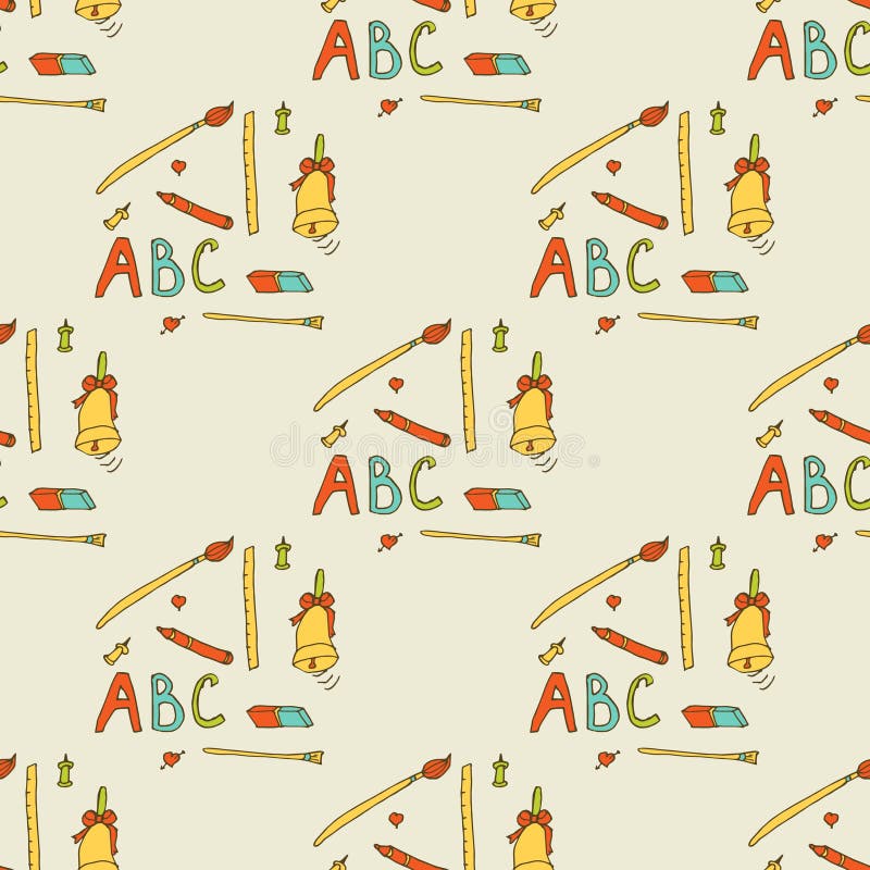 Seamless Pattern: a Set of Things for the School Stock Illustration ...