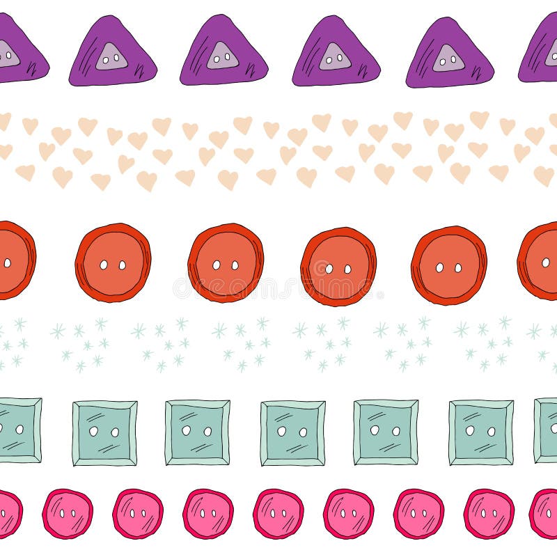 Seamless Pattern of Sewing Buttons. Doodle Hand-drawn Illustration ...