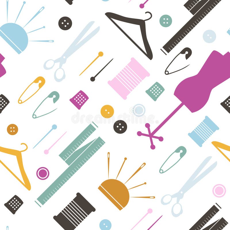 Seamless Pattern with Sewing Items. Vector Illustration Stock Vector ...