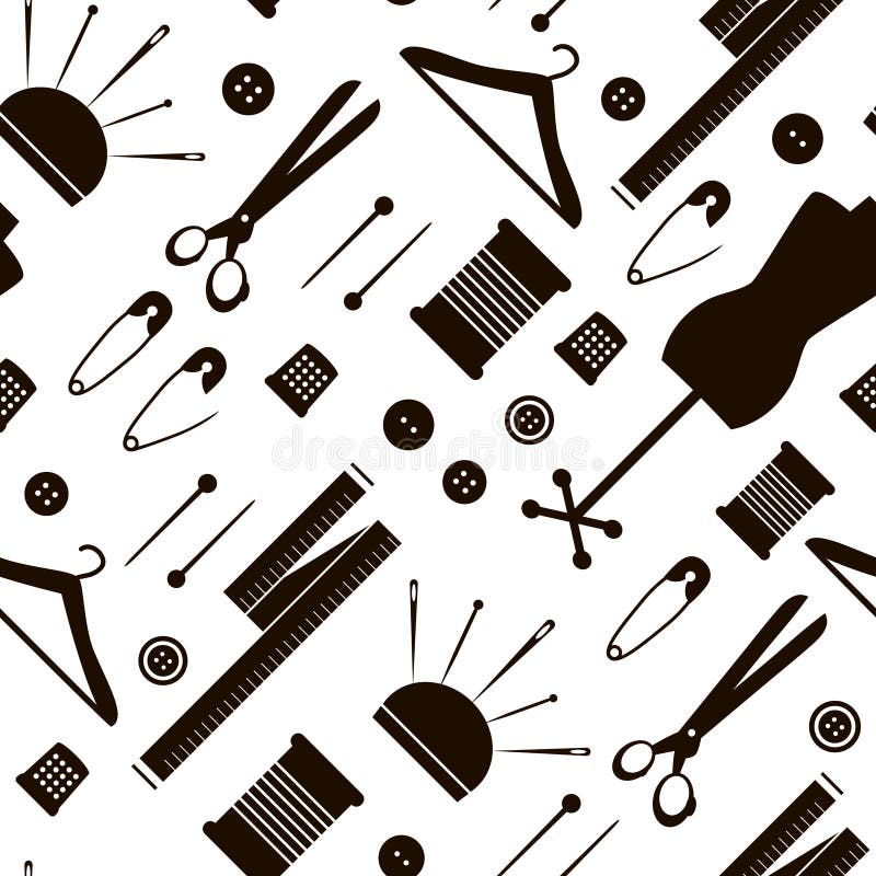 Seamless Pattern with Sewing Items. Vector Illustration Stock Vector ...