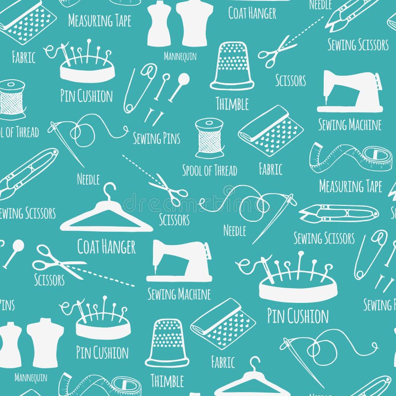 Tailoring Set Seamless Pattern Stock Vector Illustration Of Fabric