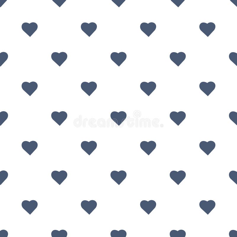 Seamless Pattern in the Shape of a Simple Heart in Blue on a White ...