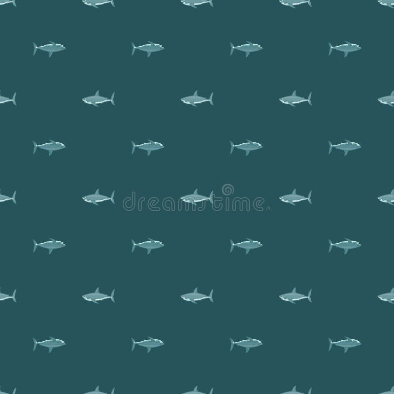 Seamless Pattern Shark on Teal Background. Small Texture of Marine Fish ...
