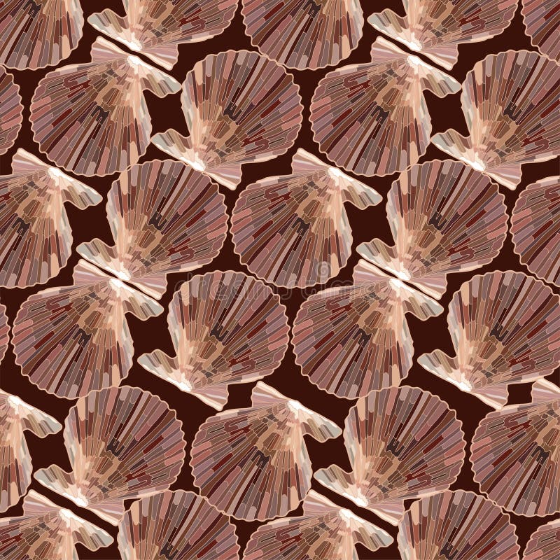 Seamless Pattern with Shells, Coral and Chains. Marine Motif Background ...