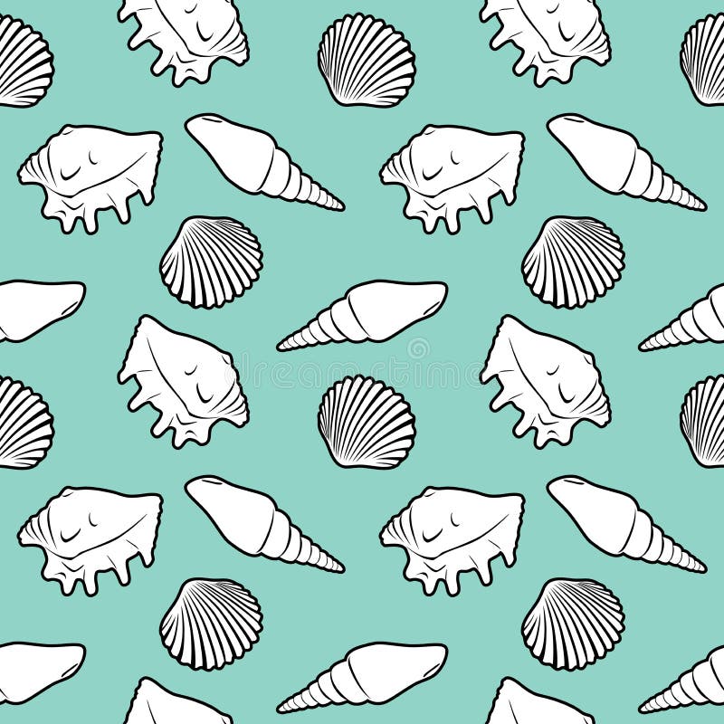 Seamless Pattern with Shells Stock Vector - Illustration of aquarium ...