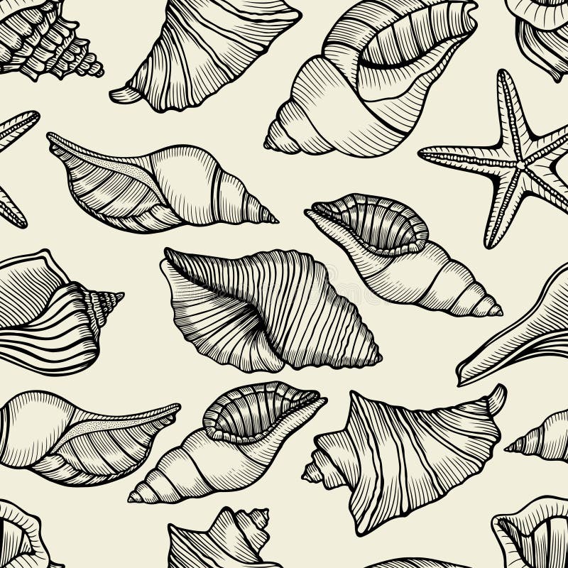 Seamless Pattern with Shells Stock Vector - Illustration of abstract ...