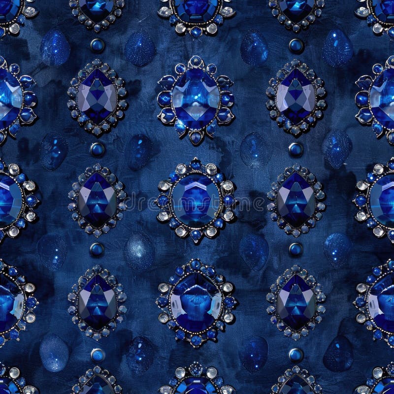 Seamless Pattern of Shimmering Sapphires on a Navy Blue Backdrop Stock ...