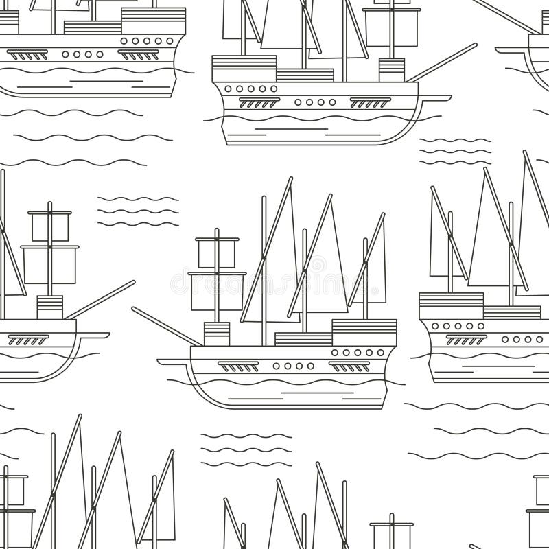 Seamless Pattern with Ships Stock Illustration - Illustration of boat ...