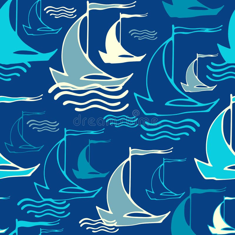 Seamless Pattern with Ships Stock Vector - Illustration of drop ...