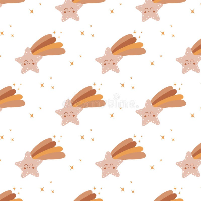 Seamless Pattern with Shooting Star in Boho Style. Stock Vector ...